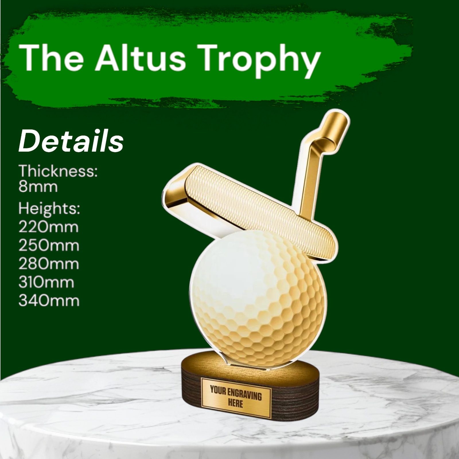Altus Classic Golf Putter Trophy | Trophy Monster