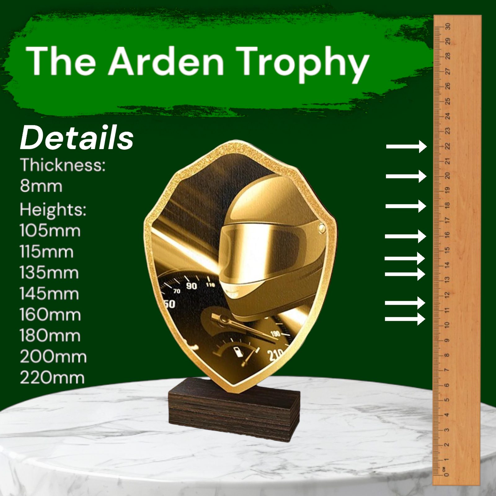 Arden Classic Motor Racing Real Wood Shield Trophy | Trophy Monster