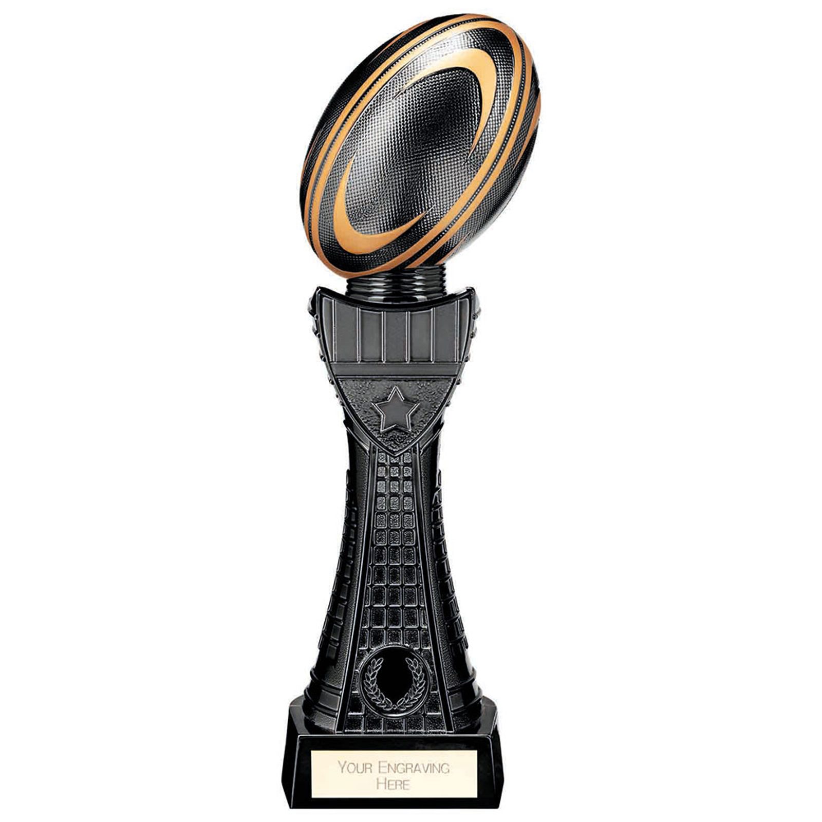 Black Viper Rugby Trophy (FREE LOGO) | Trophy Monster