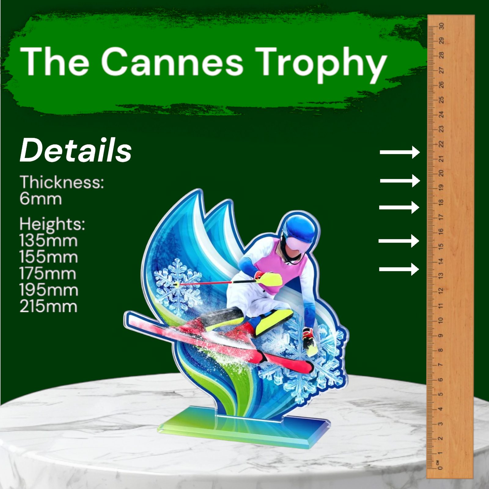 Cannes Downhill Skiing Womens Trophy | Trophy Monster