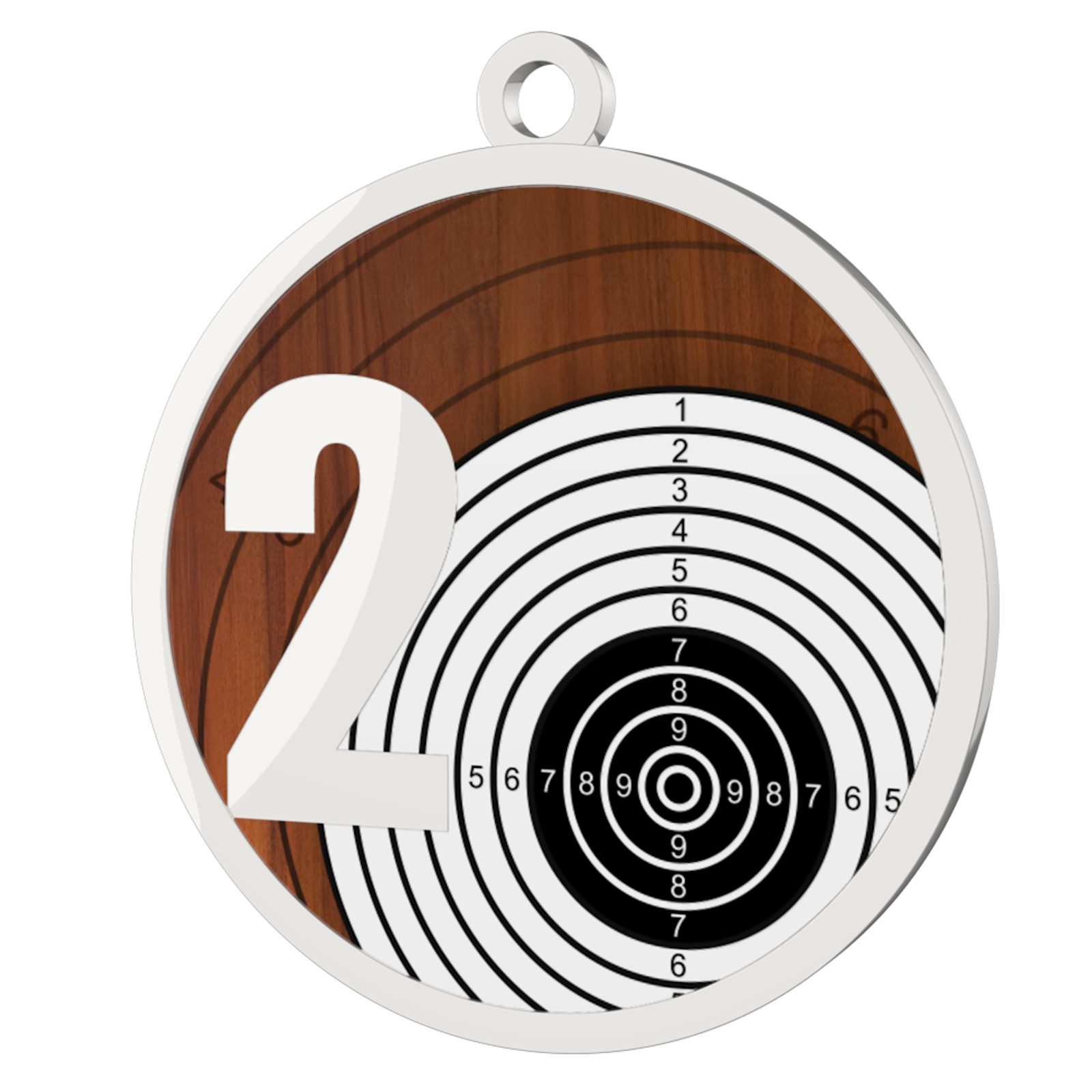 Target 2nd Place Printed Silver Shooting Medal | Trophy Monster