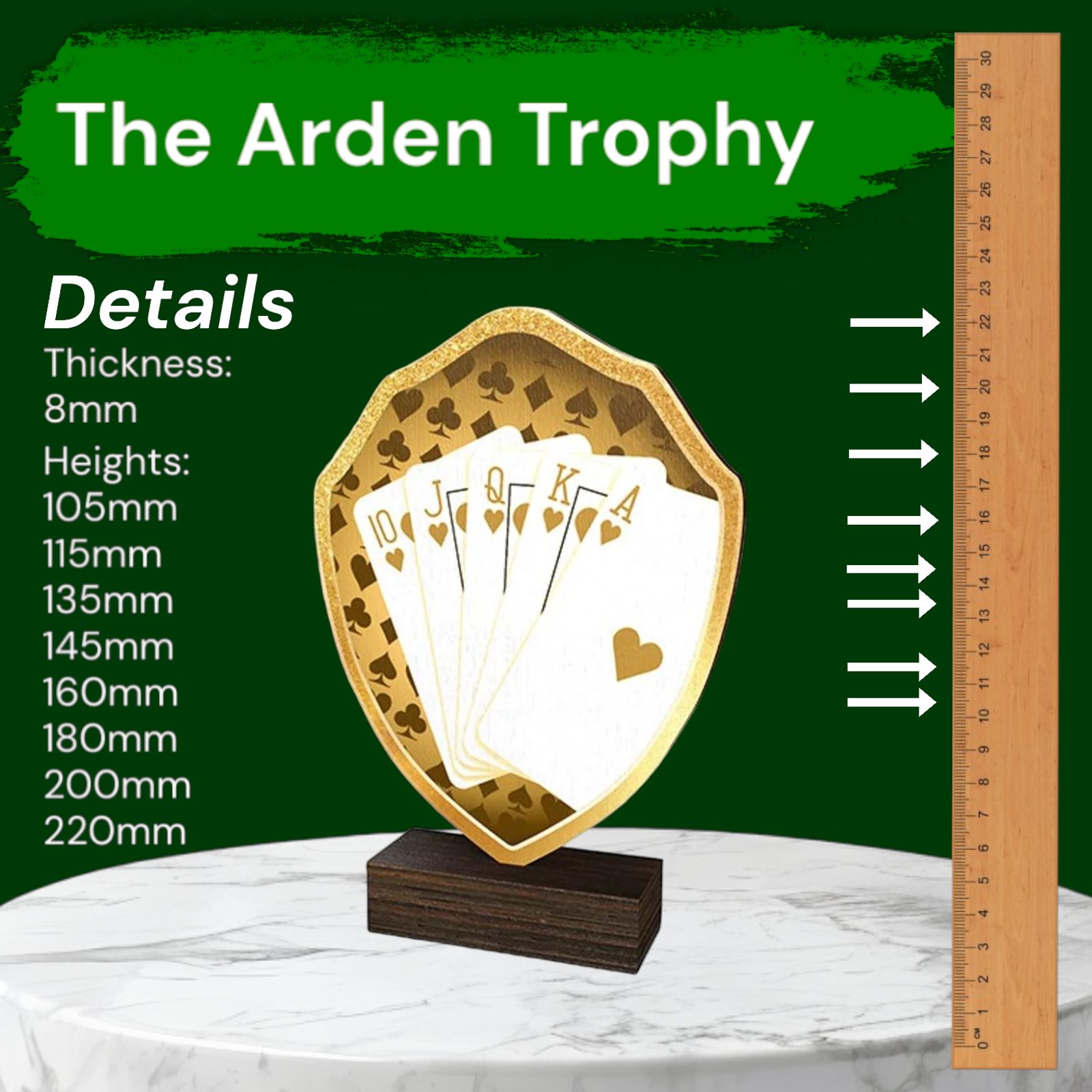 Arden Classic Poker Card Games Real Wood Shield Trophy | Trophy Monster
