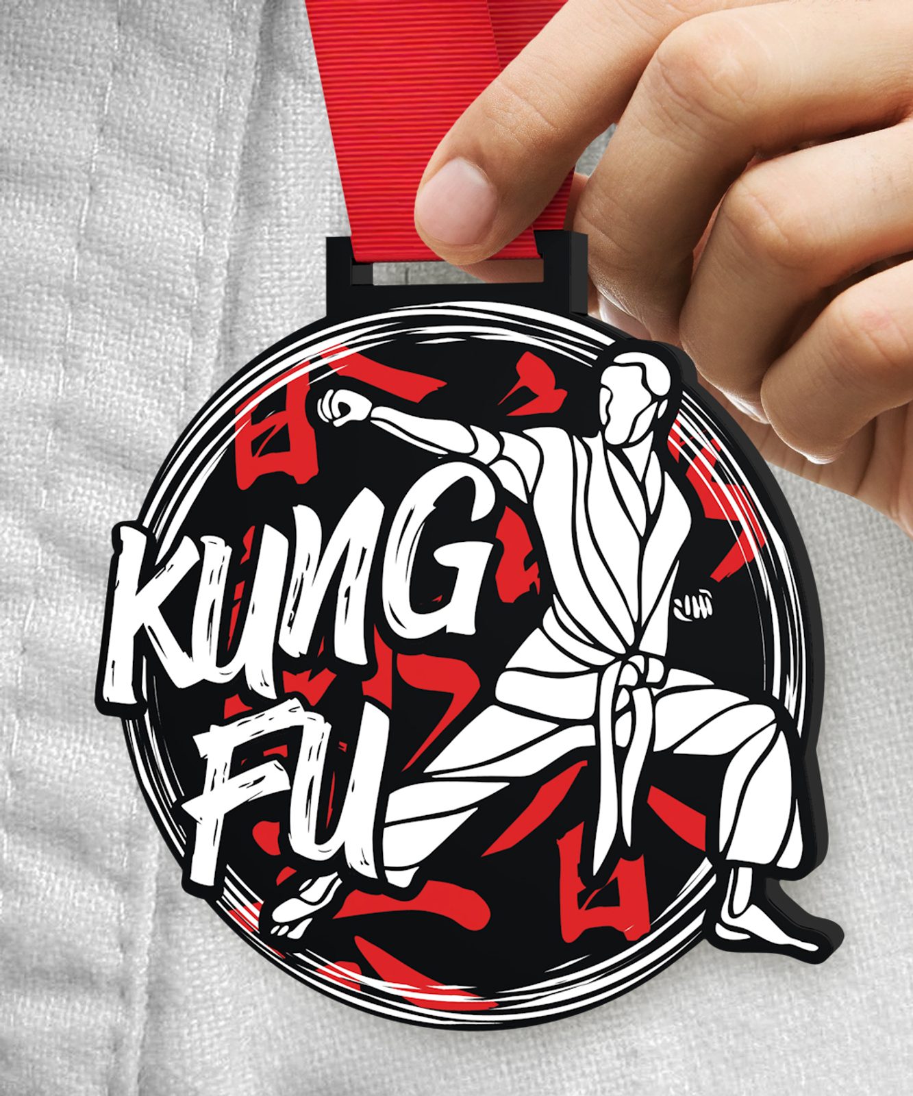 Giant Kung Fu Black Acrylic Medal | Trophy Monster