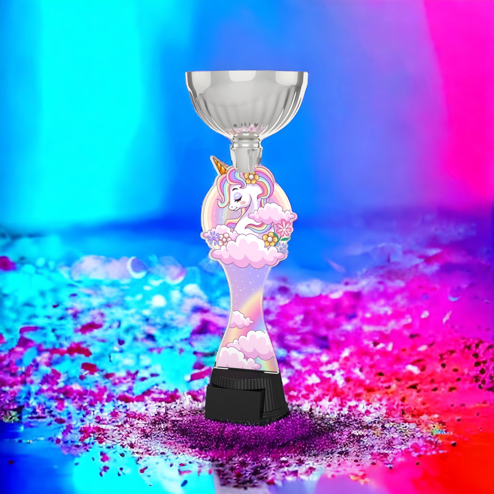 Topaz Unicorn Silver Cup Trophy | Trophy Monster