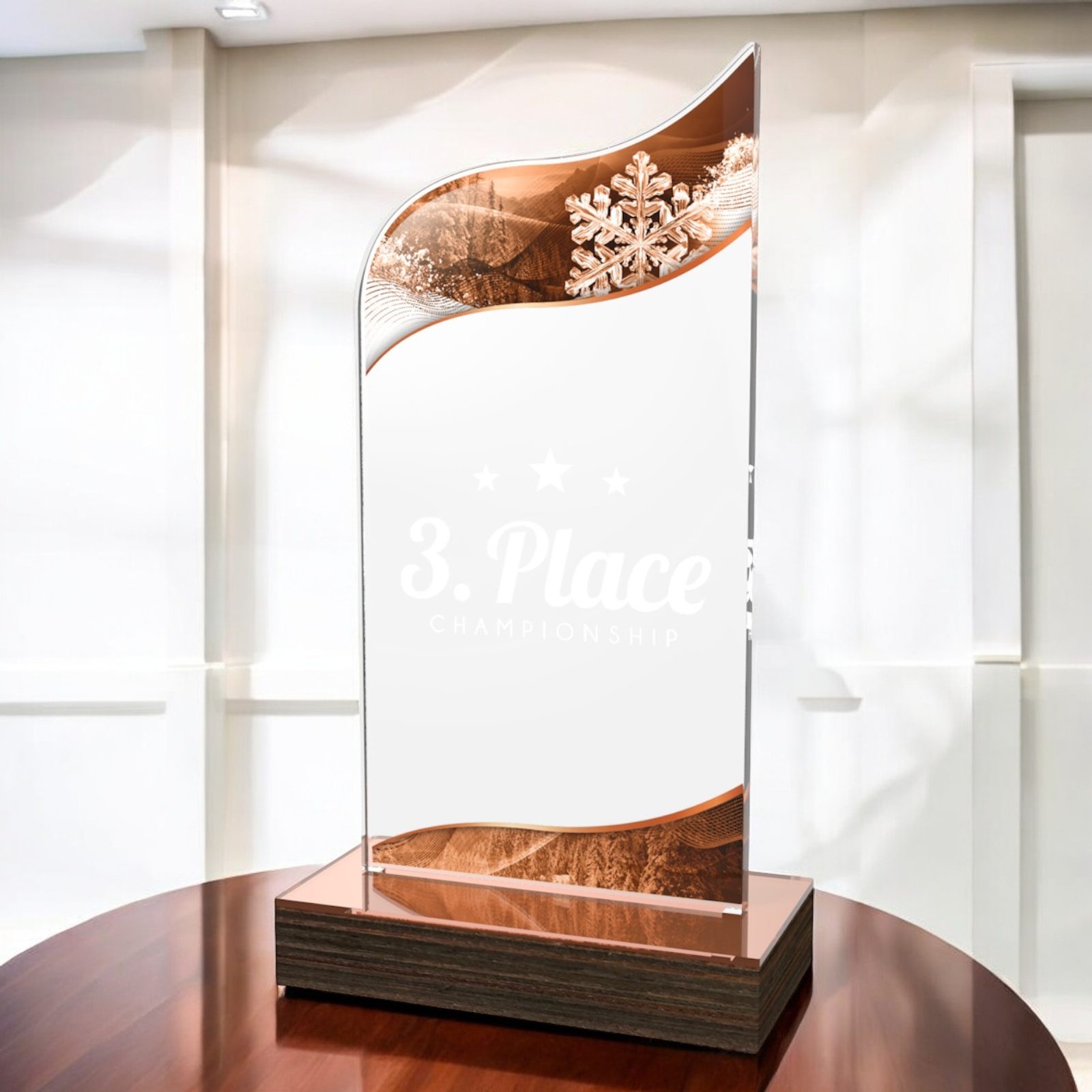 United Snowflake Acrylic Wood Fusion Trophy | Trophy Monster