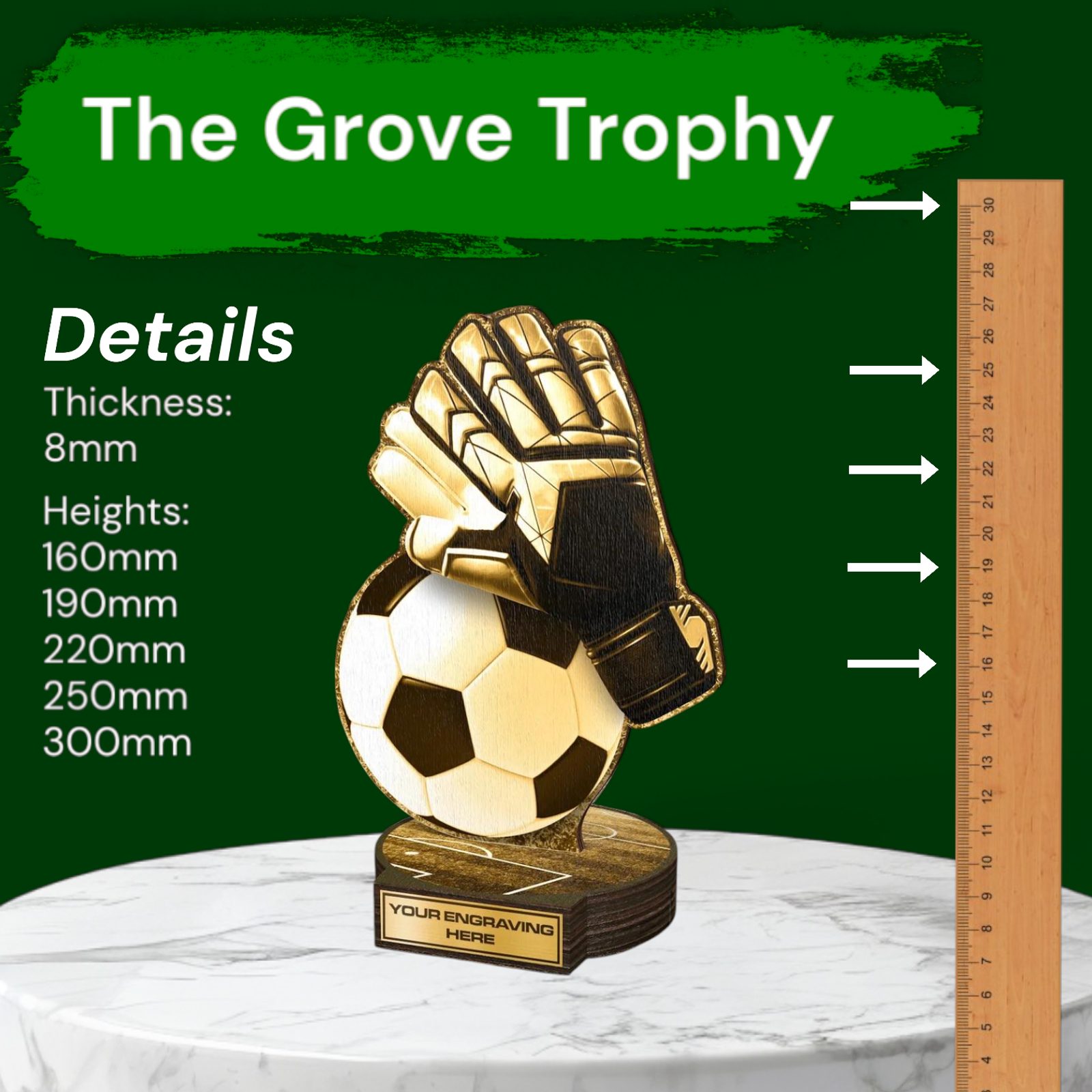 Grove Classic Football Goalkeeper Real Wood Trophy | Trophy Monster