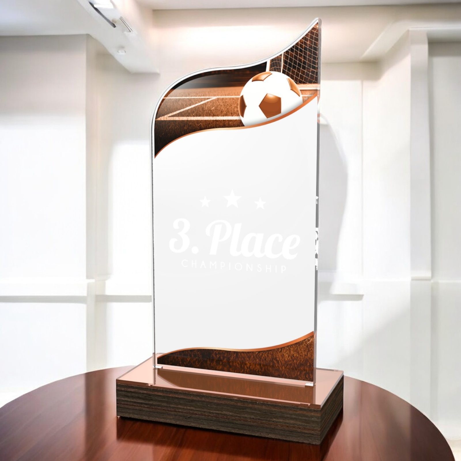 United Football Acrylic Wood Fusion Trophy | Trophy Monster