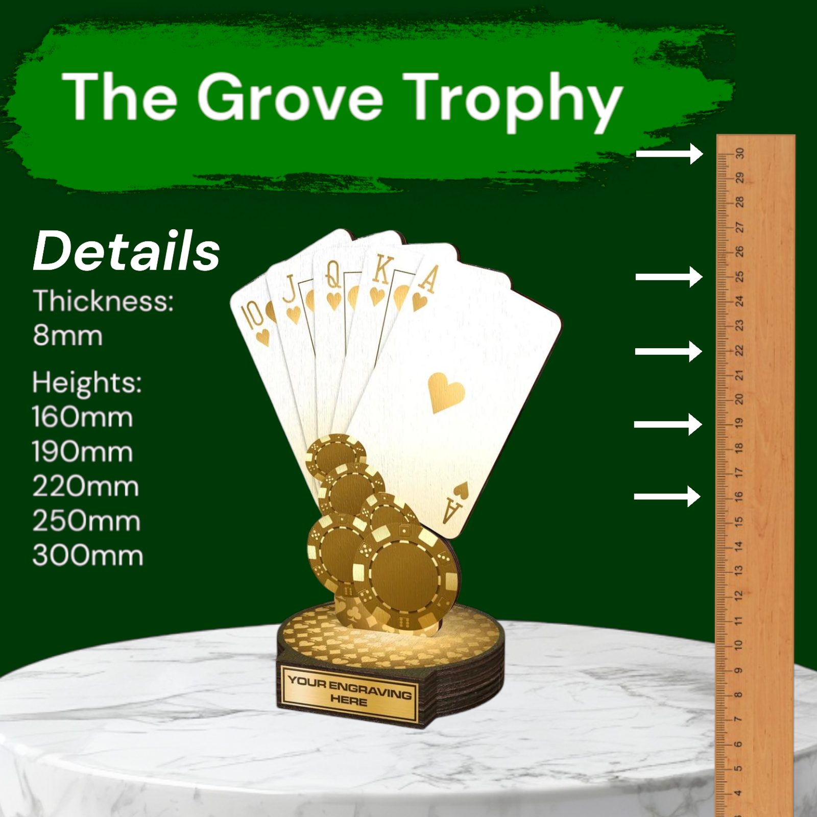 Grove Classic Poker Real Wood Trophy | Trophy Monster