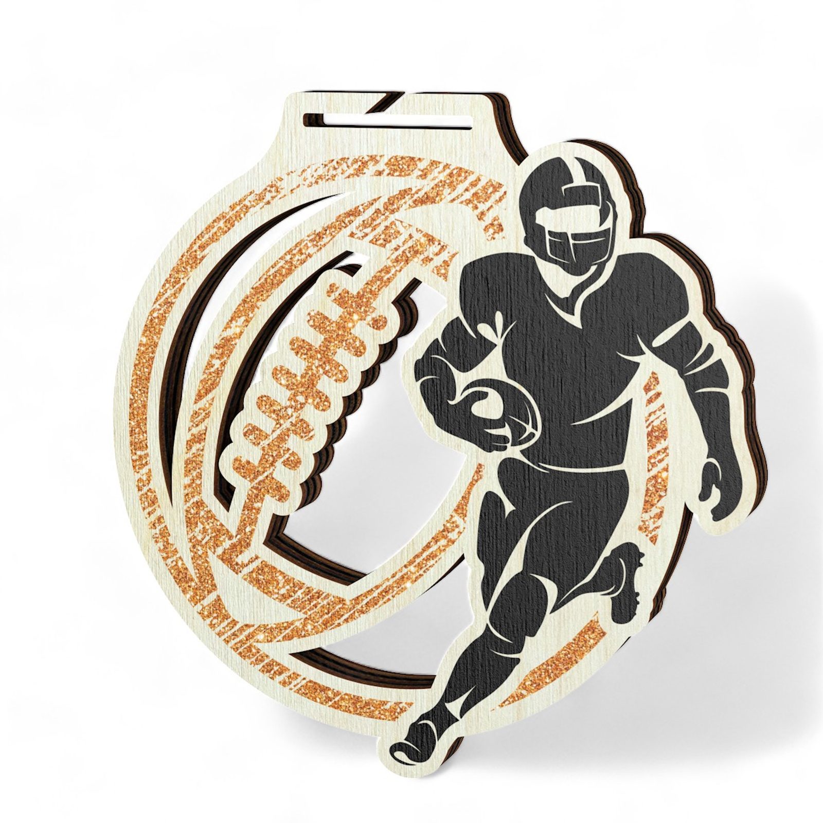 Acacia American Football Bronze Eco Friendly Wooden Medal | Trophy Monster