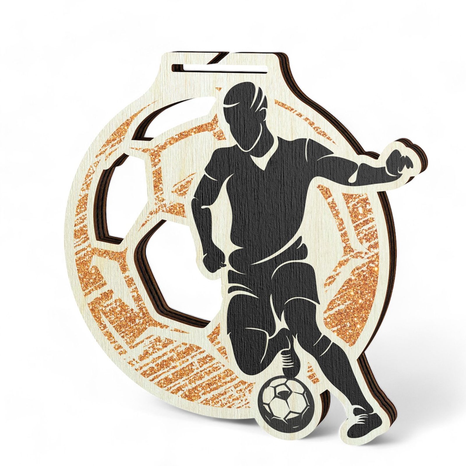 Acacia Football Bronze Eco Friendly Wooden Medal | Trophy Monster