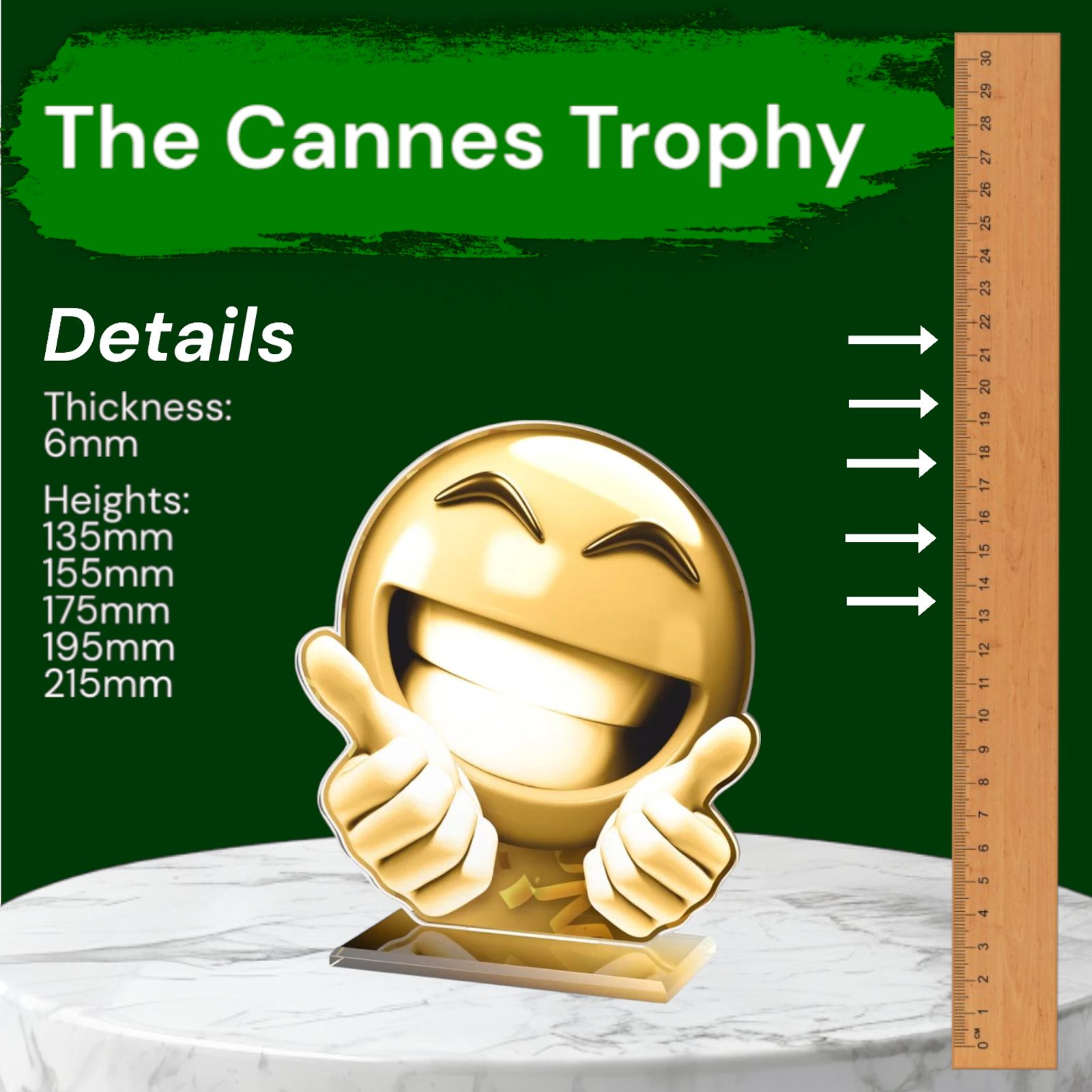 Cannes Classic Smiley Face Emoji Trophy | Trophy Monster