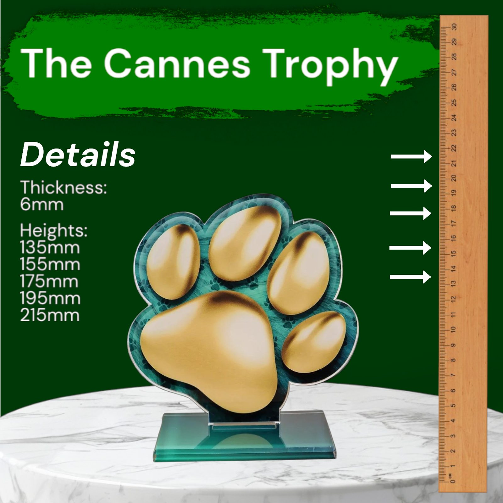 Cannes Dog Paw Print Trophy | Trophy Monster