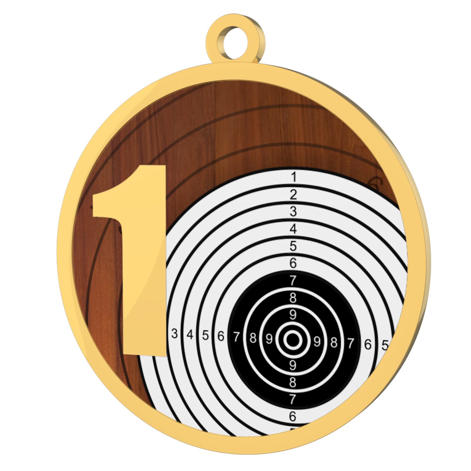 Target 1st Place Printed Gold Shooting Medal | Trophy Monster