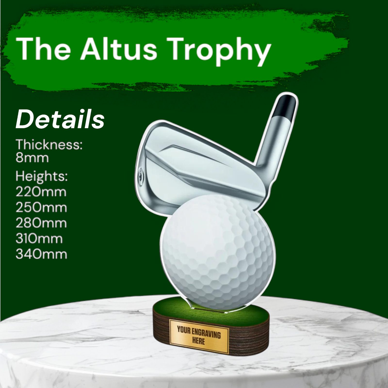 Altus Golf Iron Club Trophy | Trophy Monster