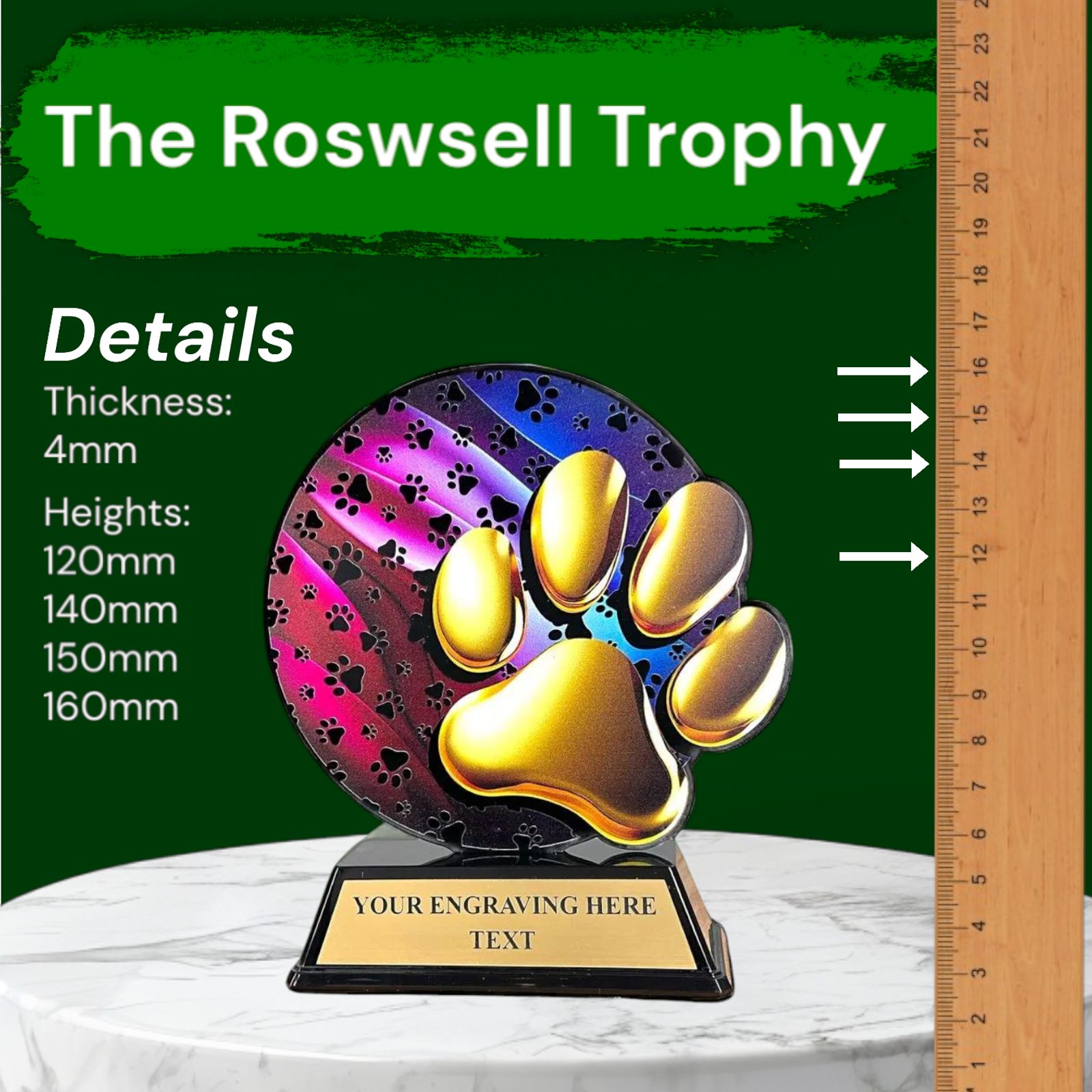 Roswell Dog Paw Trophy | Trophy Monster