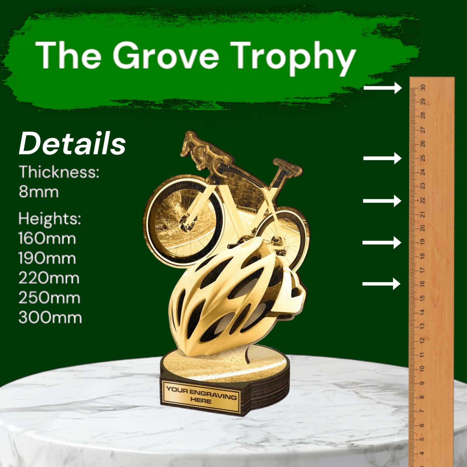 Grove Classic Road Bike Real Wood Trophy | Trophy Monster