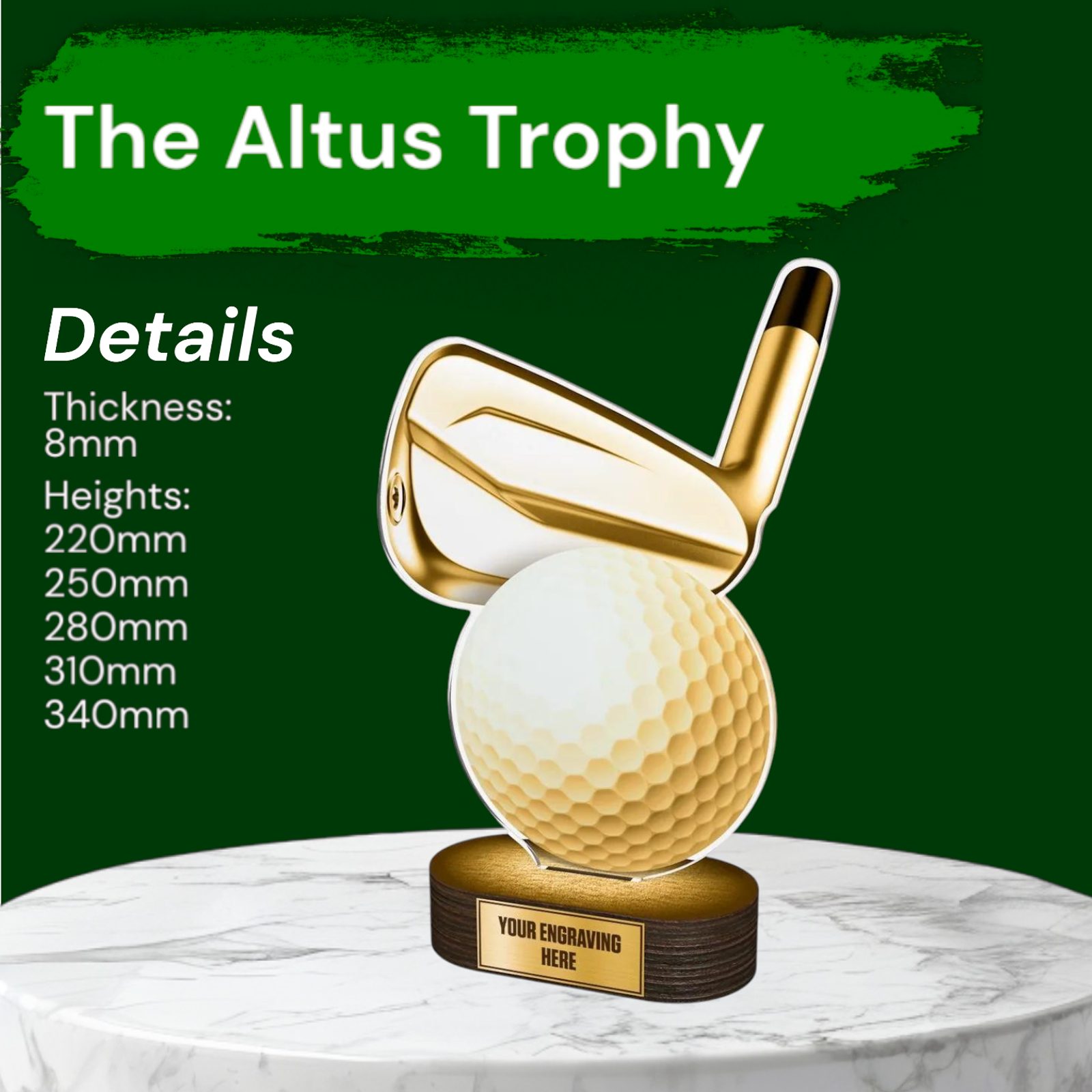 Altus Classic Golf Iron Trophy | Trophy Monster