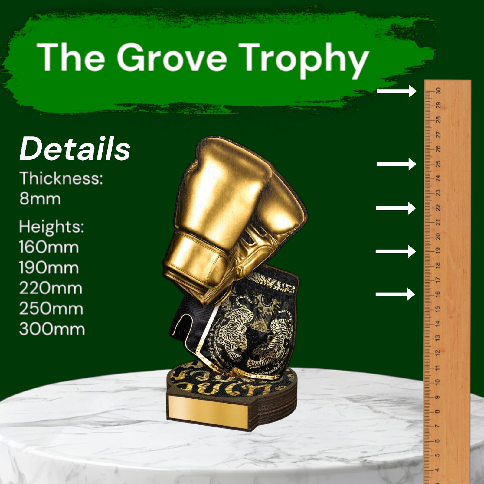 Grove Kick Boxing Real Wood Trophy | Trophy Monster