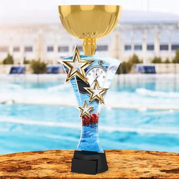 Triple Star Swimming Gold Trophy Cup | Trophy Monster