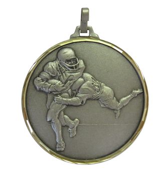 Diamond Edged American Football Silver Medal | Trophy Monster