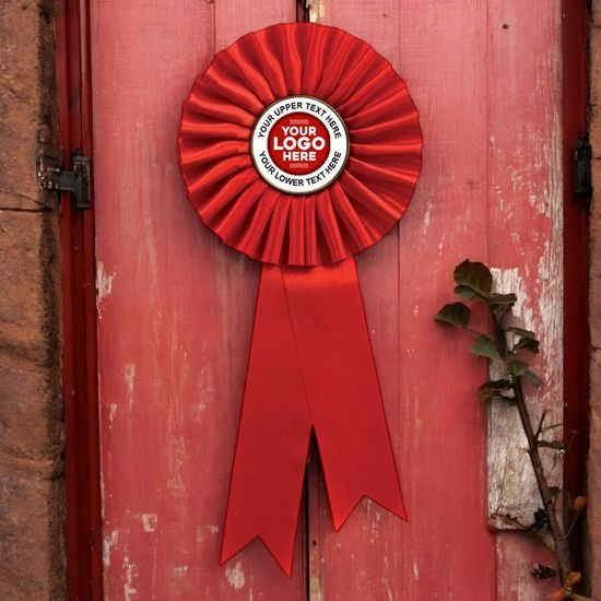 Red Satin Feel Logo Rosette | Trophy Monster