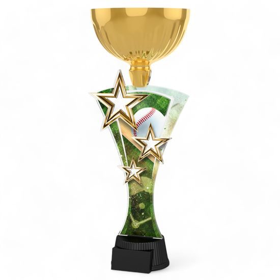 Triple Star Baseball Gold Trophy Cup | Trophy Monster