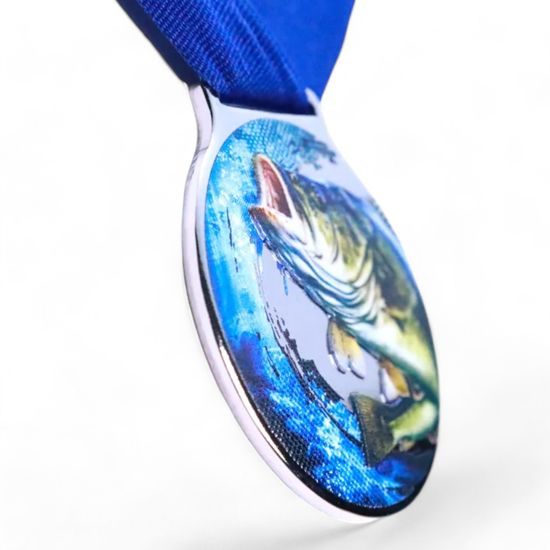 Vulcan Fishing Silver Texture Print Medal | Trophy Monster