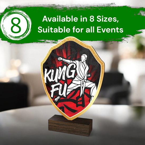 Arden Kung Fu Real Wood Shield Trophy | Trophy Monster