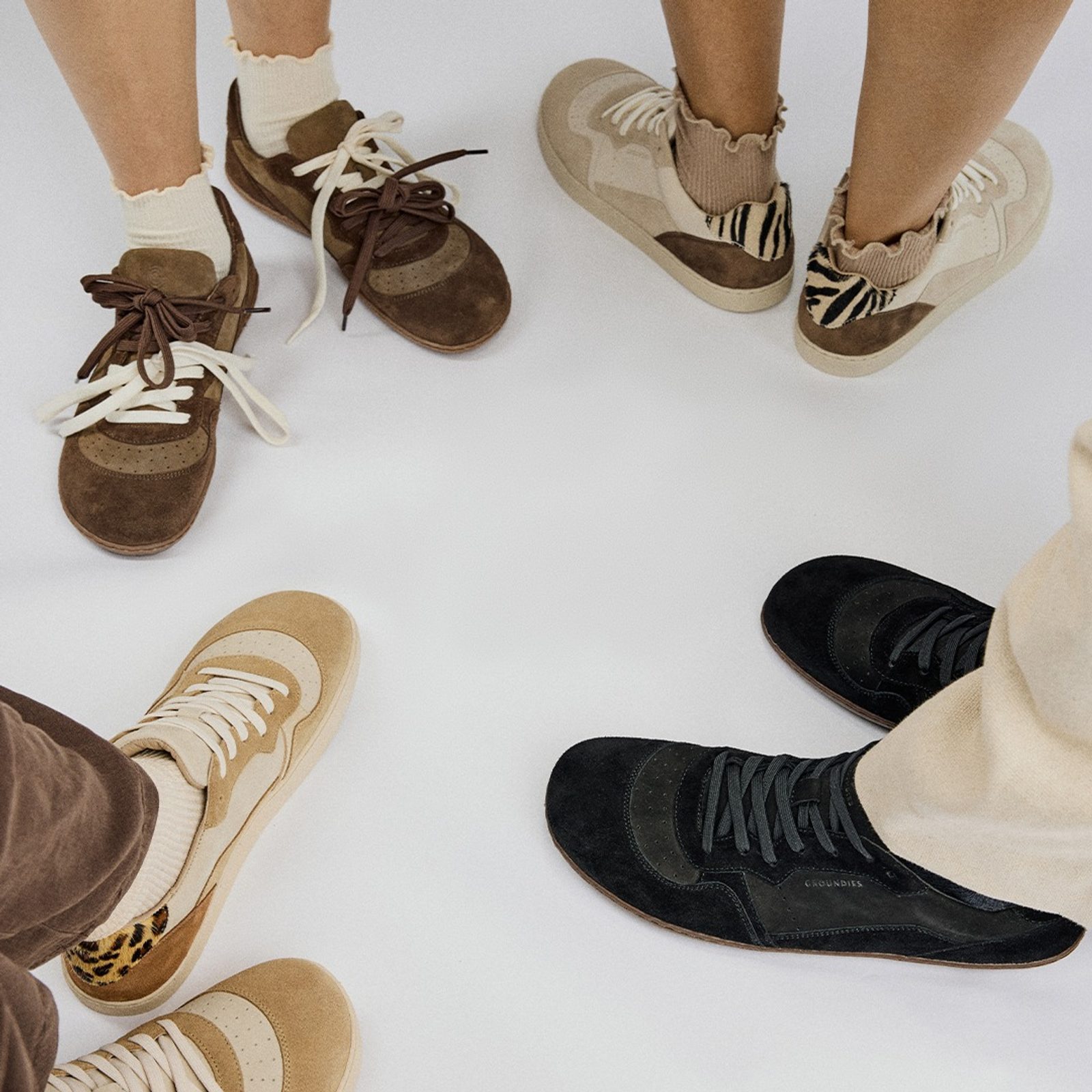 Ženske Barefoot Superge GROUNDIES Nova GO1 Črne - Premium bosonoga obutev